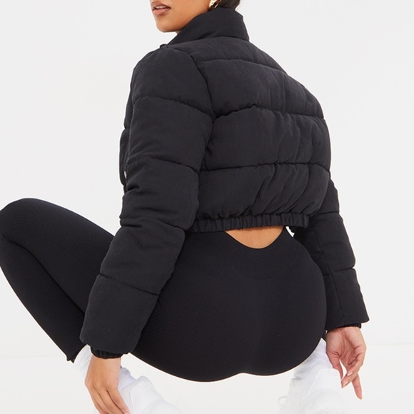 PrettyLittleThing | Jackets & Coats | Black Cropped Bubble Puffer ...